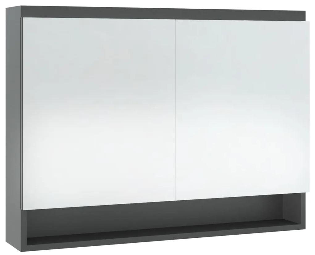 vidaXL Koupelnová skříňka se zrcadlem 80 x 15 x 60 cm MDF šedá