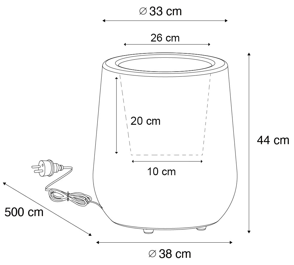 Venkovní stojací lampa květináč bílá IP44 - Flowerpot