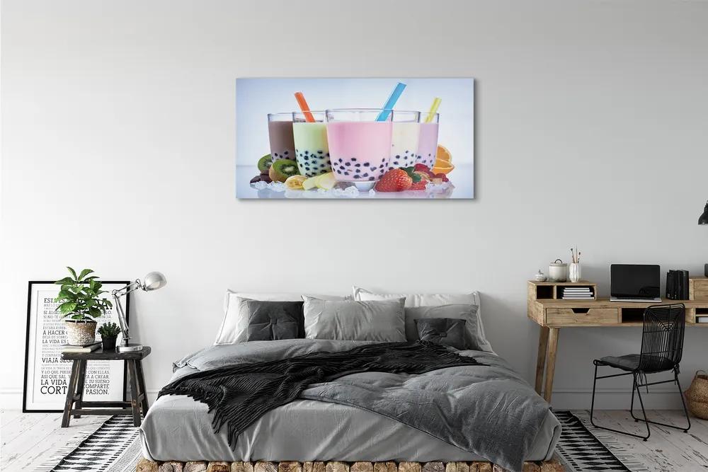 akrylový obraz Mléčné koktejly s ovocem 125x50 cm