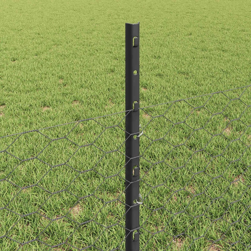 Hexagonální plot s podpěrou 25 x 0,5 m Ocel potažená PVC Šedá 3336847