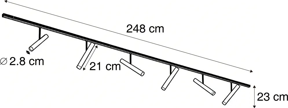 Moderní kolejnicový systém černý s 6 béžovými bodovými světly 1-fázový - Slimline Avery