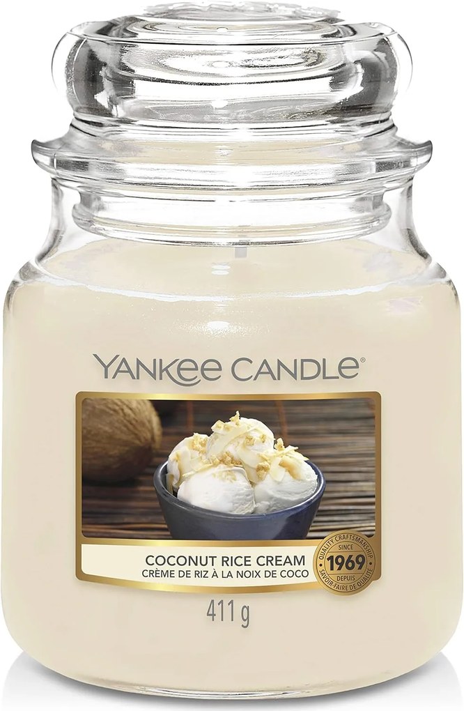 Yankee Candle vonná svíčka Classic ve skle střední Coconut Rice Cream 411 g