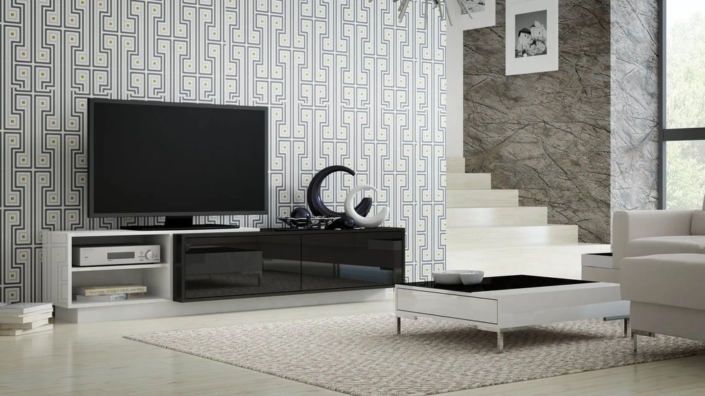 Cama Meble Televizní stolek SIGMA 2 Barva: černá/bílá