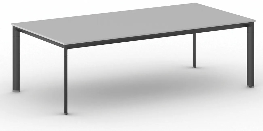 Jednací kancelářský stůl PRIMO INVITATION, 240x120 cm, černá podnož, šedá