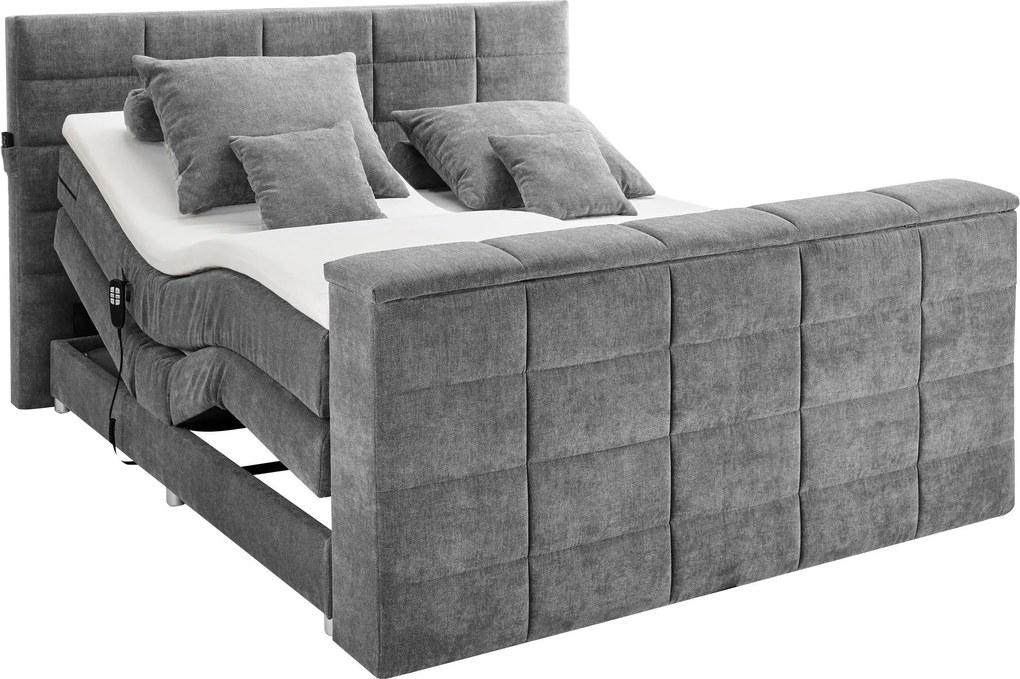 XXXLutz POSTEL BOXSPRING, 180/200 cm, šedá Carryhome - Manželské postele - 002220044904