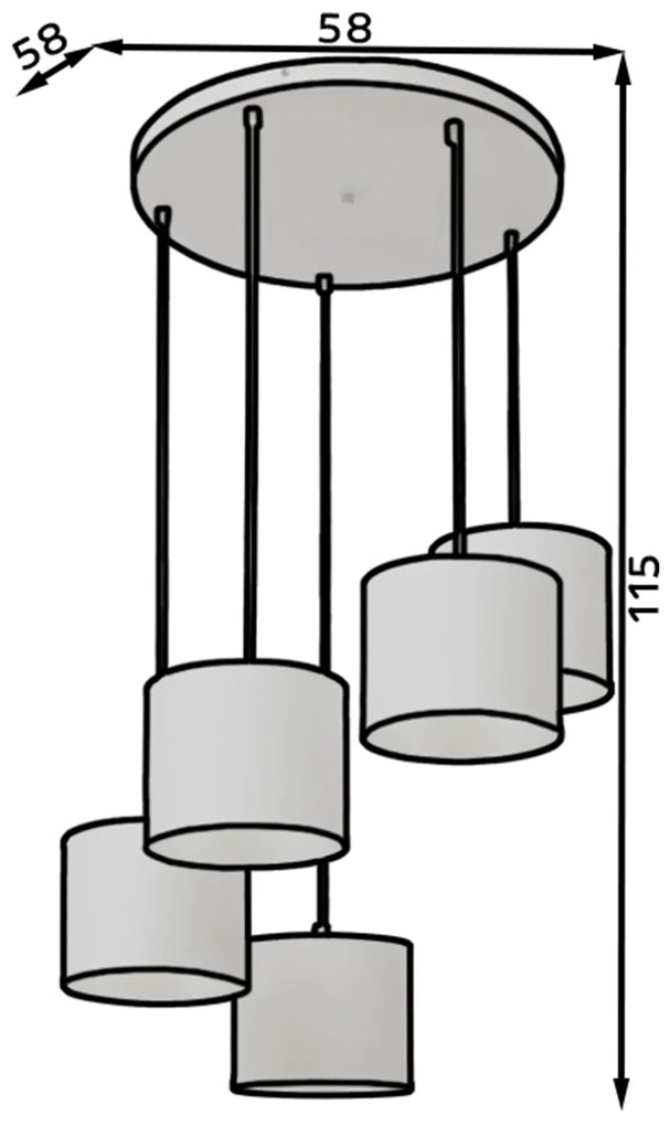 Eltap Moderní závěsné osvětlení Vespillo 5, 58x58x115cm bílá/zlatá