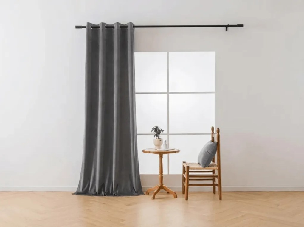 Zatemňovací závěs DREAM VELVET 140x250 cm, tmavě šedý Zavěšení: Kovové kroužky