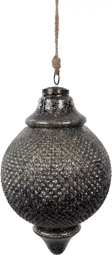 Granitová skleněná vánoční ozdoba špičatá baňka L - 20*32 cm
