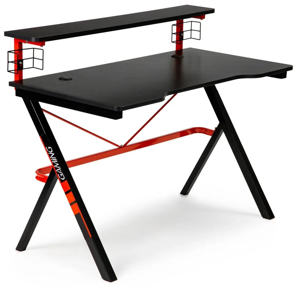 Herní stůl Double ModernHome 120 cm černý/červený