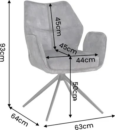 Designová otočná židle Kody tmavě šedý samet
