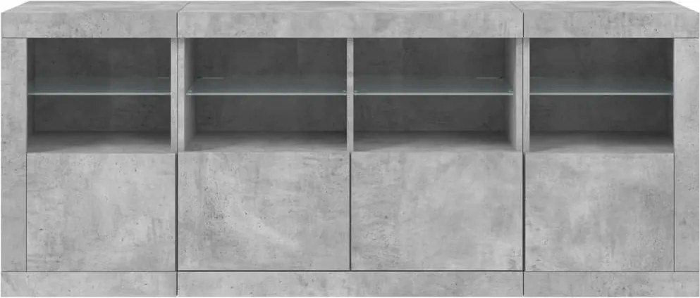 Příborník s LED osvětlením betonově šedý 163 x 37 x 67 cm 3209075