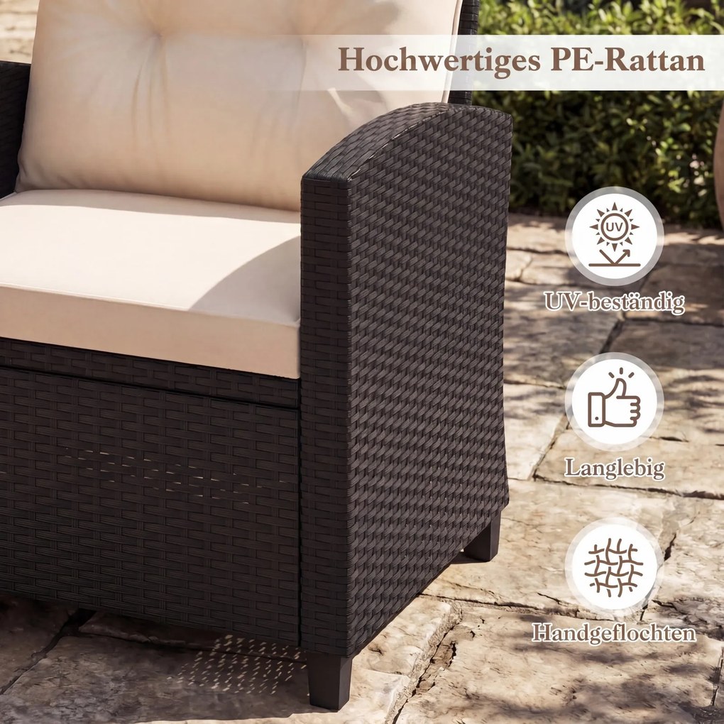 Costway 3 PCS. Ratanová sada Gartenmöbel inkl. 2 Sessel a 1 Beistelltisch