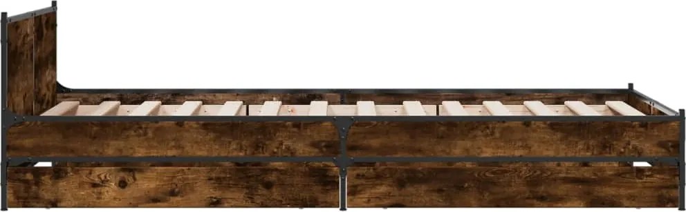 Rám postele se zásuvkami kouřový dub 75x190 cm kompozitní dřevo 3279974