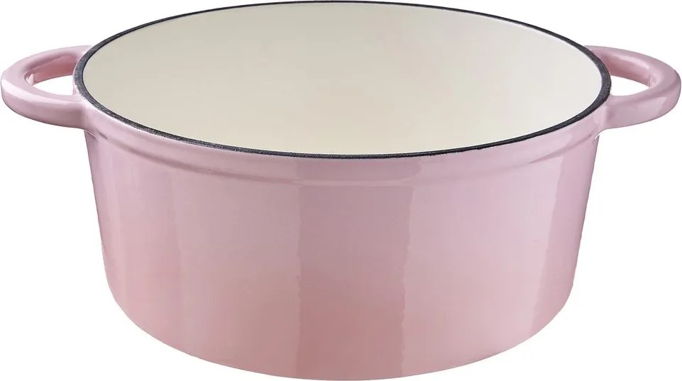HOT IRON Litinový hrnec kulatý 33 cm - sv. růžová