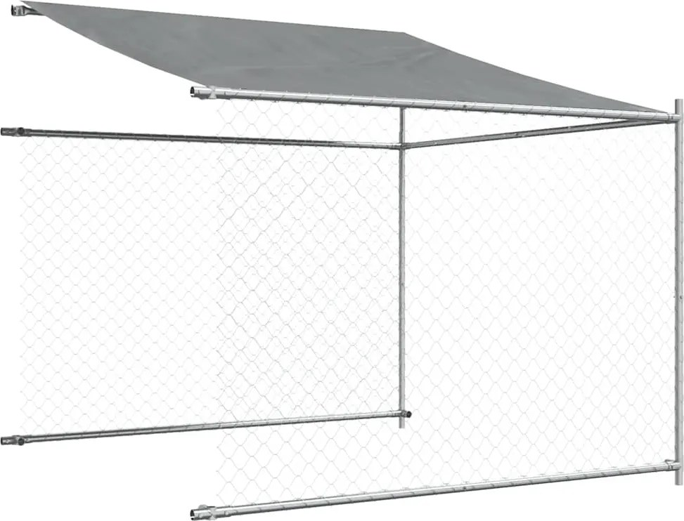 Klec pro psy se střechou a dvířky šedá 12x2x2m pozinkovaná ocel 3209572