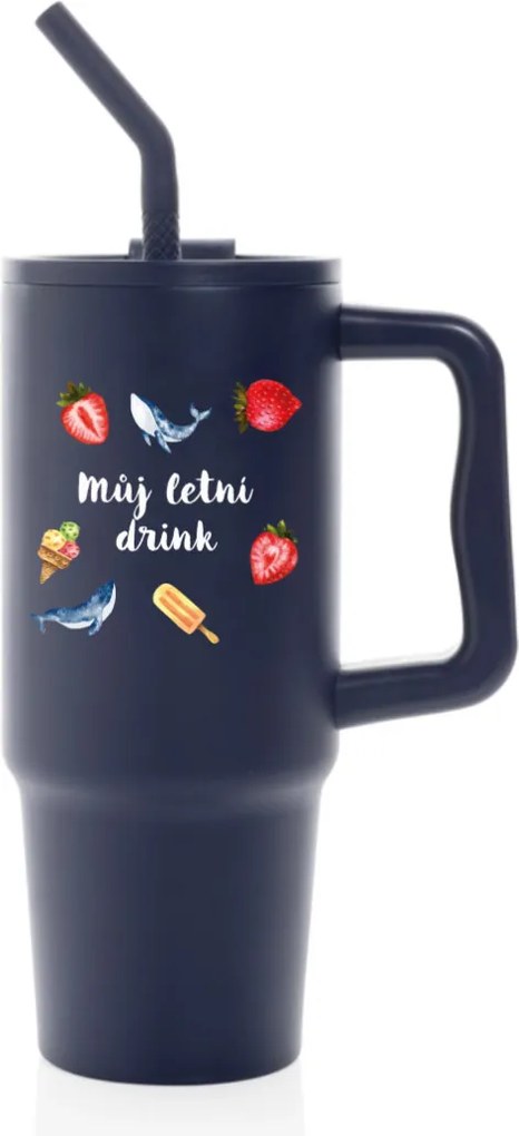 Personalizovaná nerezová termoska s barevným víčkem s letním mixem