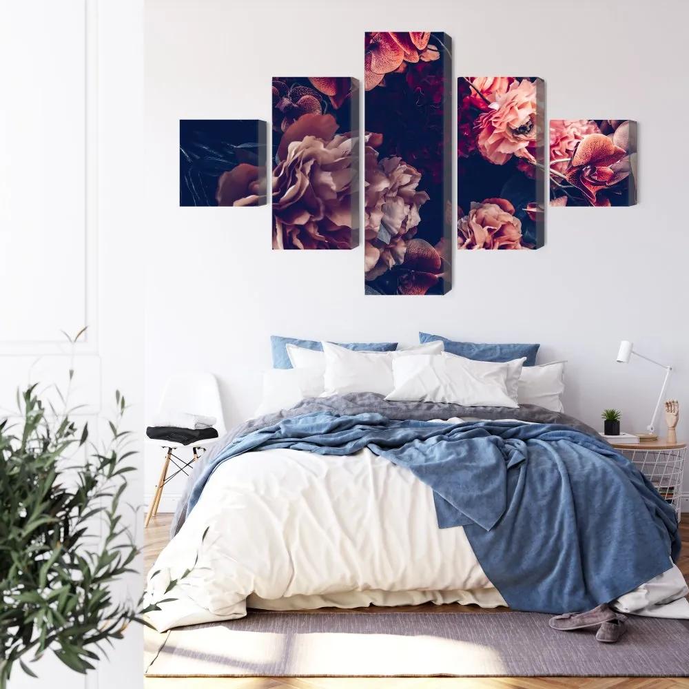 Vícedílný obraz Barevné Květiny V Retro 3D Stylu Nedostatek Nedostatek Plátno Canvas 150x90