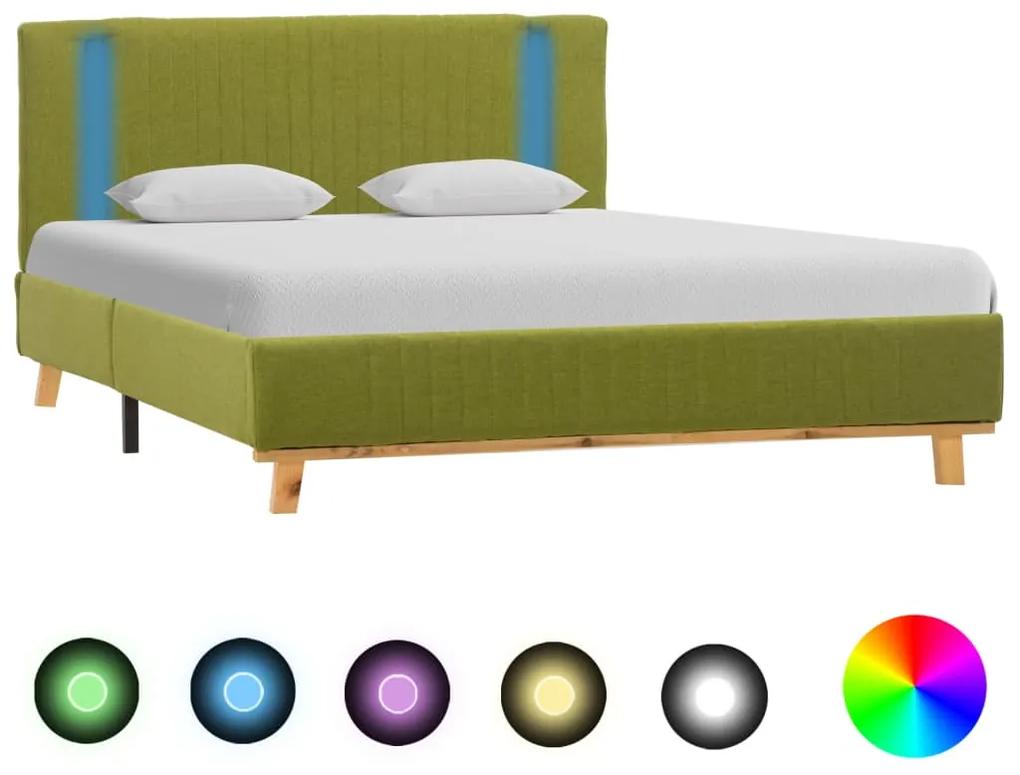 286669 vidaXL Rám postele s LED světlem zelený textil 120 x 200 cm