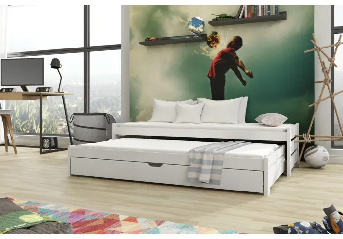 Jednolůžková postel s přistýlkou Carmel, 026 - moření zelená, Postel pro matraci 80x180cm