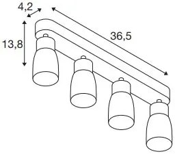 SLV 1008355 Puri 2.0 Dome, šedé nástěnné/stropní svítidlo 4xGU10, délka 36,5cm