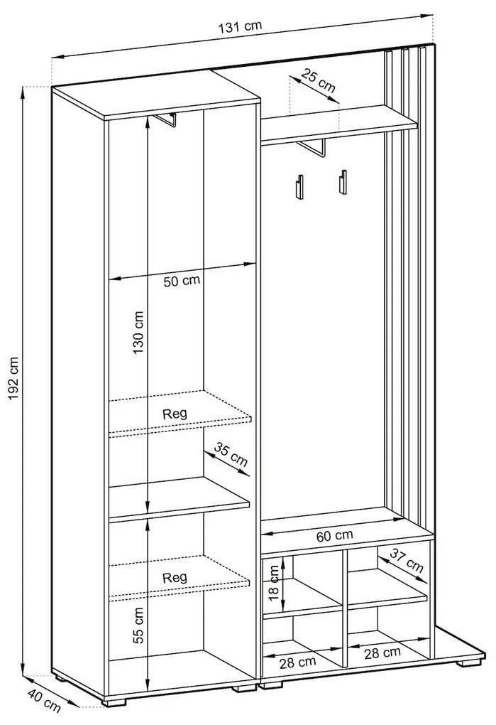 Předsíň NELLY - bílá + dub artisan