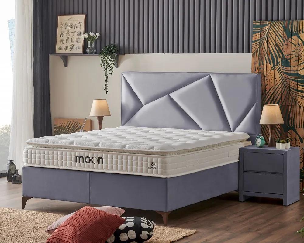 Čalouněná postel MOON s matrací - šedá 120 × 200 cm