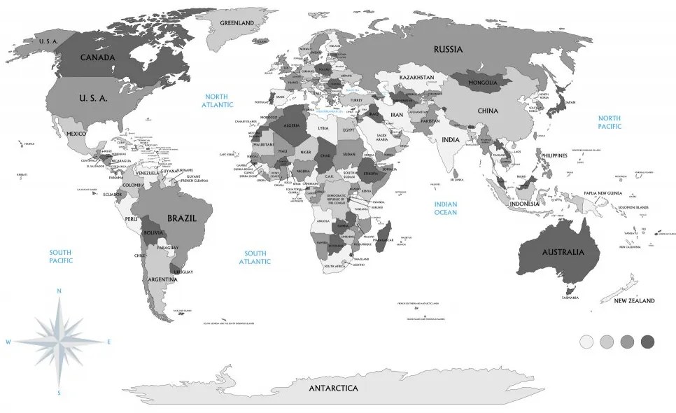 Fototapeta Mapa Světa Omyvatelný vlies 208x146