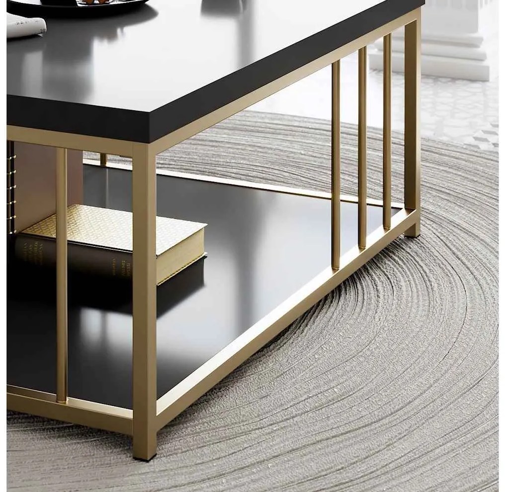 Designový konferenční stolek Natine 90 cm antracitový/zlatý
