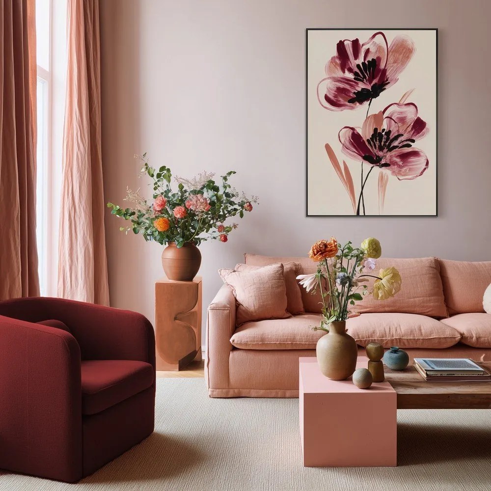 Tištěný obraz s rámem/na plátně 70x100 cm Burgundy Blooms – Styler