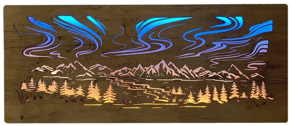 Li-Go "Polární záře" světelný RGBW obraz 230V 120x50cm provedení povrchu: jedle