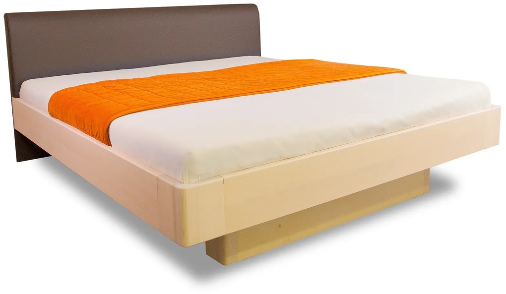 Krajča Manželská postel z masivu Aurora 180 x 200 cm (buk) Povrchová úprava: Rio, Druh dřeva: Buk, Barva čalounění: Bílá