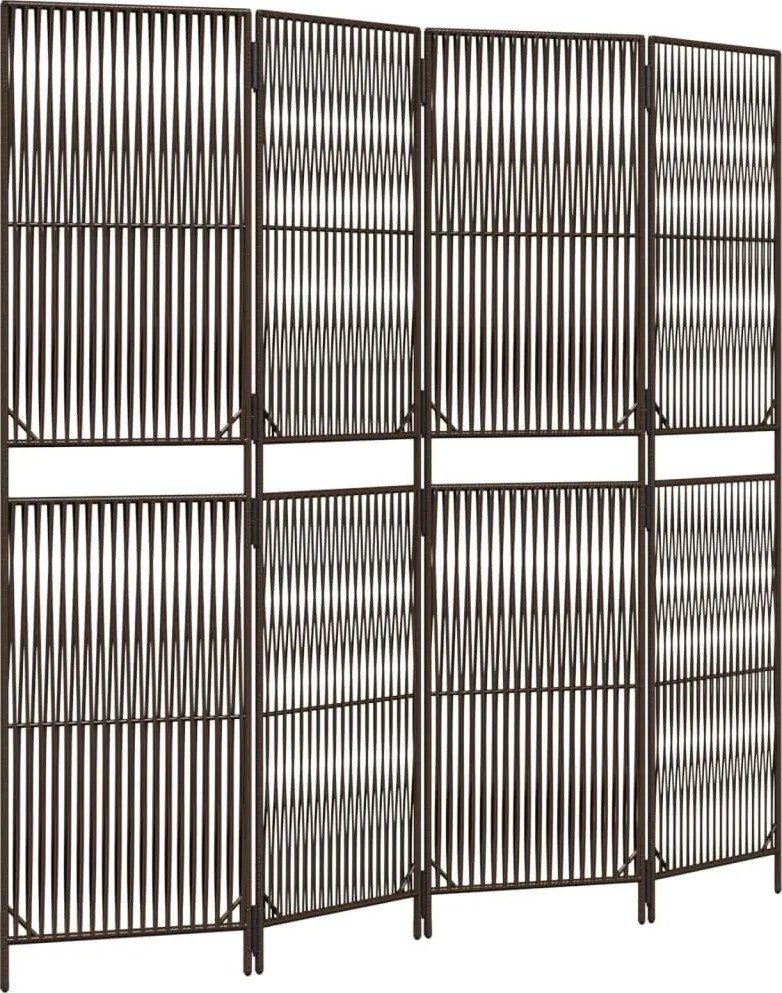 vidaXL Dělicí stěna 4 panely polyratan [365377] Barva: Hnědá