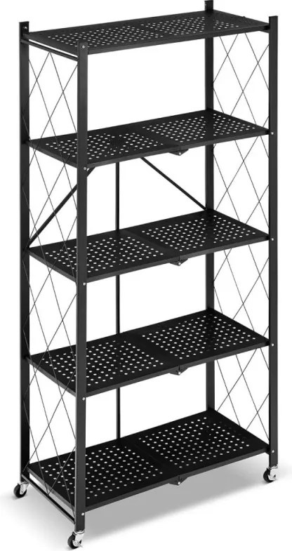 Kovový regál 70x35x158 cm 5 polic lakovaný mobilní HIGHER CJ01-05