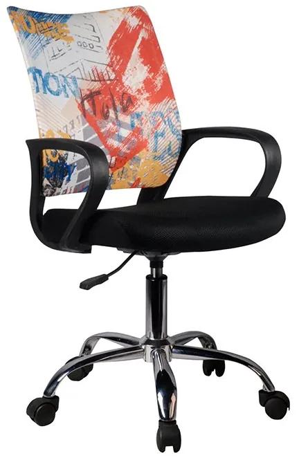 TEMPO KONDELA Otočná kancelářská židle, černá / vzor, STREET