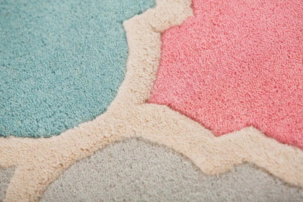 Flair Rugs, Ručně všívaný kusový koberec Illusion Rosella Pink/Blue kruh, 160x160 (průměr) kruh, vícebarevná, ložnice