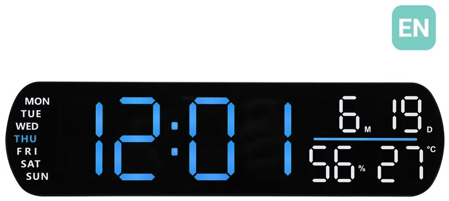 JVD Digitální černý budík do el. sítě JVD SB5512.1 s modrými LED číslicemi