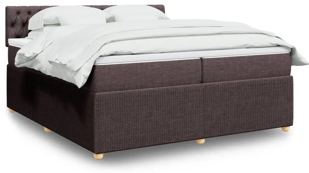 Box spring postel s matrací tmavě hnědá 200x200 cm textil