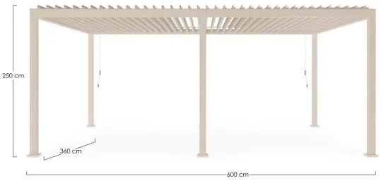 BIZZOTTO Krémová hliníková pergola s uzavíracími lamelami OCEAN 3,6x6 m