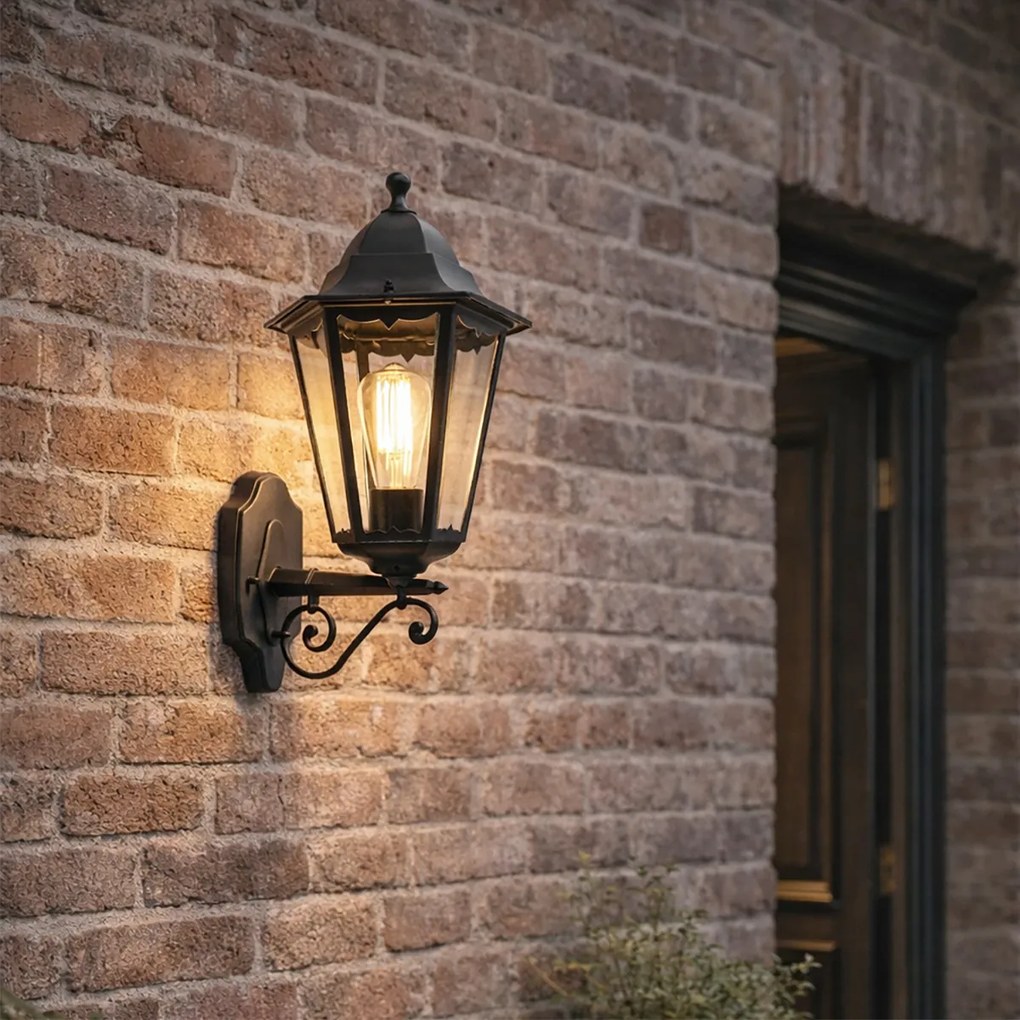 Klasická venkovní nástěnná lampa černá IP44 - Havana Up