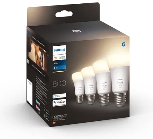 SADA 4x LED Stmívatelná žárovka Philips Hue WHITE A60 E27/9W/230V 2700K