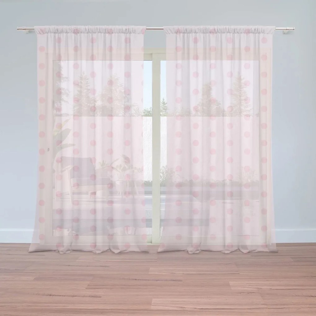 Sablio Záclony Růžové puntíky: 2ks 150x250cm