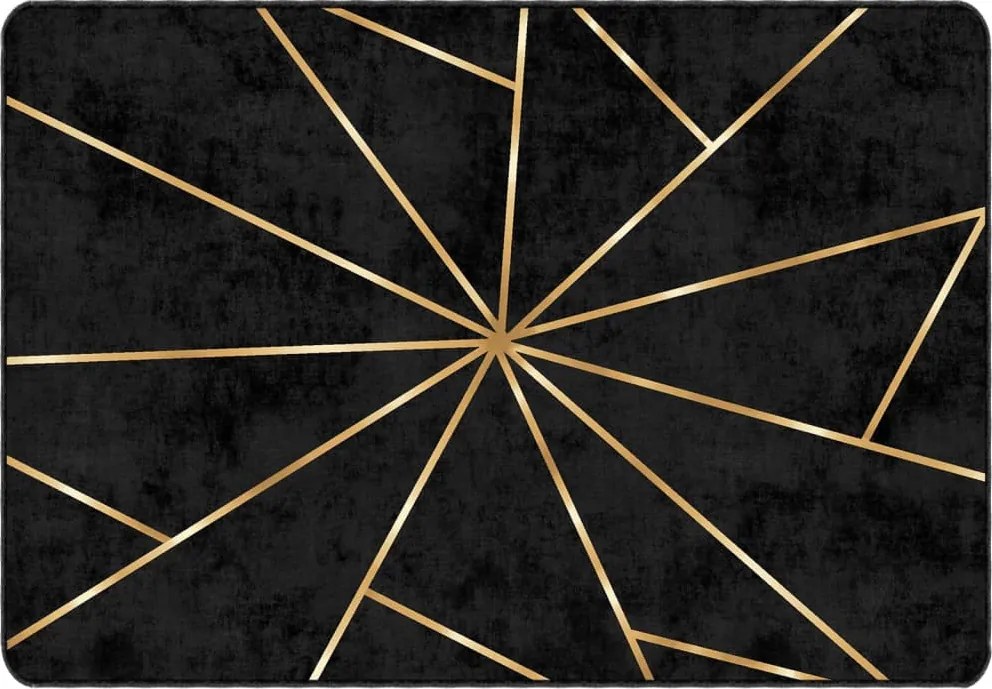 Koberec pratelný černý a zlatý 160 x 230 cm protiskluzový 136618