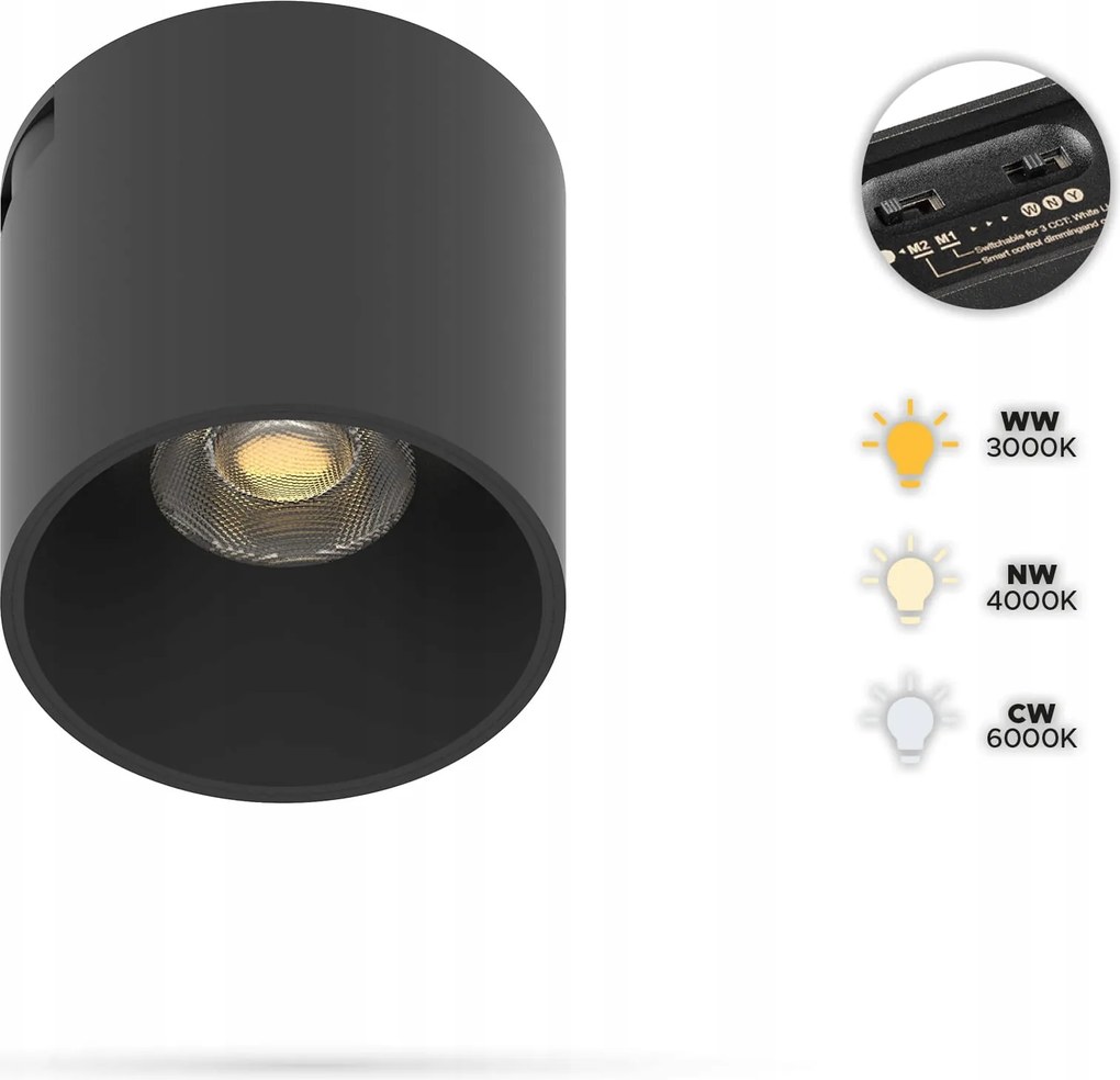 Spot reflektor 6W D68 Slim Track FiberFLEX 24VDC 3CCT 3000K,4000K,6000K