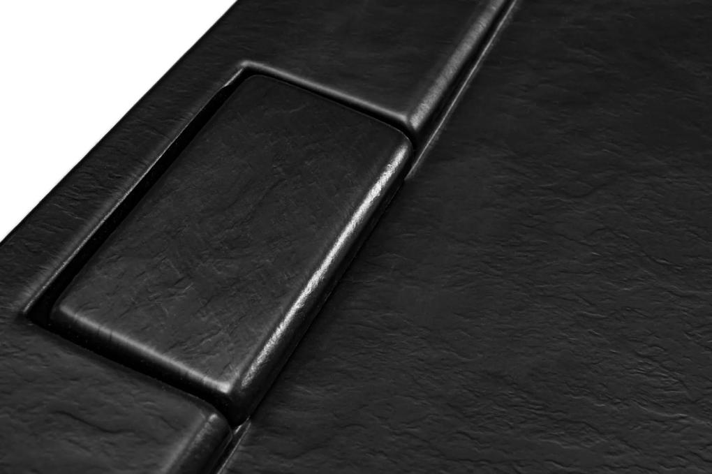 Besco Obdélníková sprchová akrylátová vanička AXIM NEW SE R 100x80 (120x80, 100,110,120x90) B UltraSlim Stone Effect Barva: Stone Effect černá, Rozměry (cm): 110x90