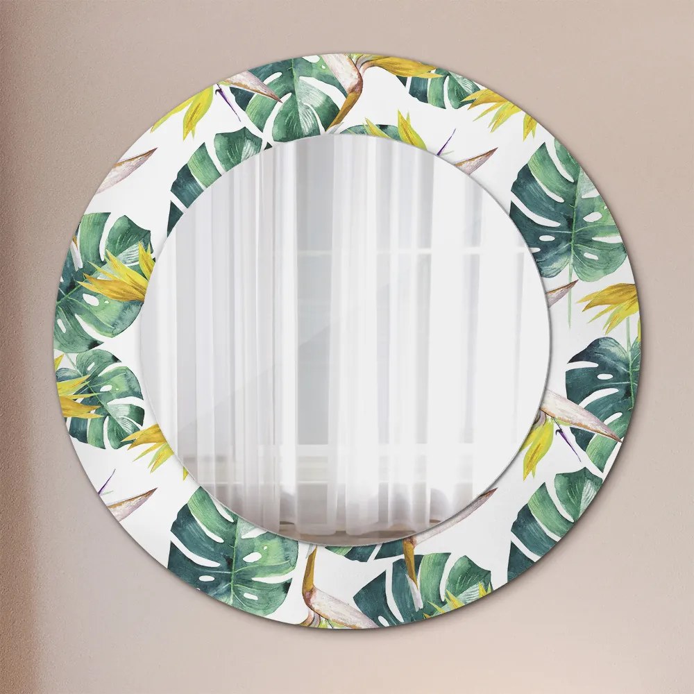 Kulaté dekorativní zrcadlo Tropické listy fi 50 cm