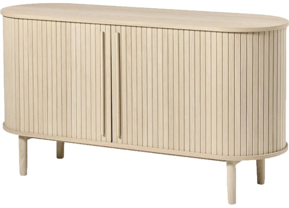 Komoda v dekoru dubu s posuvnými dveřmi v přírodní barvě 140x76x45 cm Meta – Unique Furniture