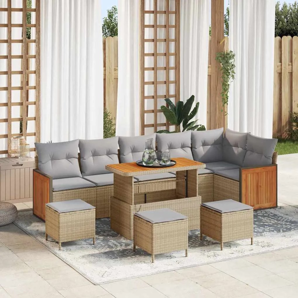 Sada zahradních pohovek 12 ks 8-Počet míst Béžová a Světle šedá 3365282