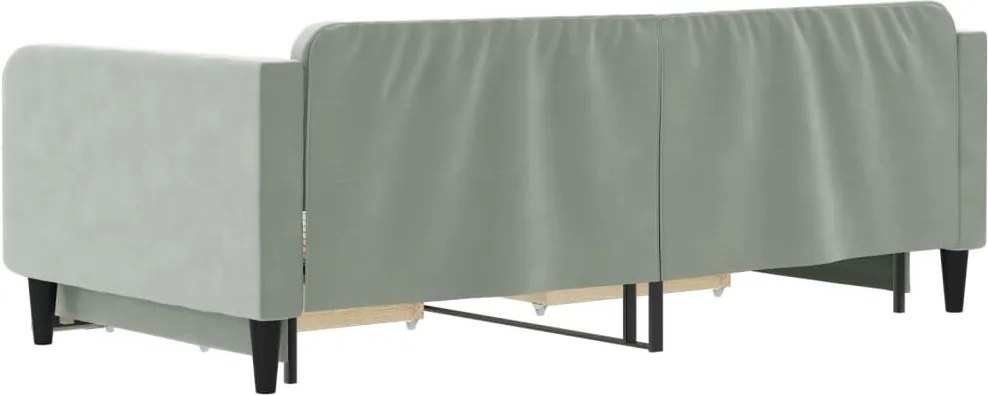 Válenda s přistýlkou a zásuvkami světle šedá 100 x 200 cm samet 3197118