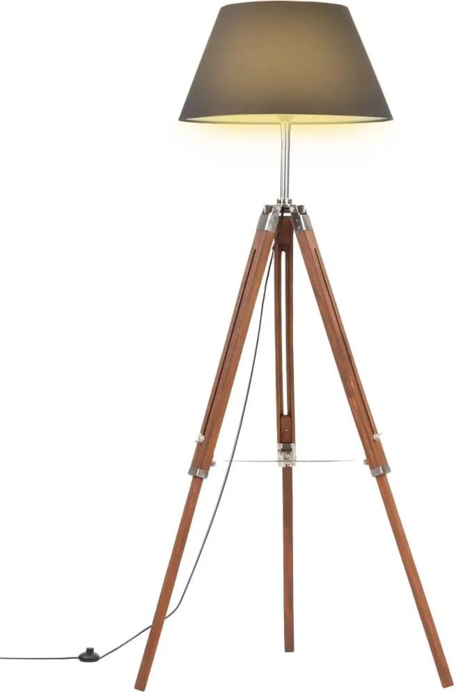vidaXL Stojací lampa stativ masivní teakové dřevo 141 cm [288075] Barva: Šedá a bílá