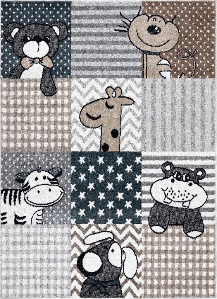 Detský kusový koberec Fun Pets grey, 140x190, šedá, detská izba, Dywany Łuszczów